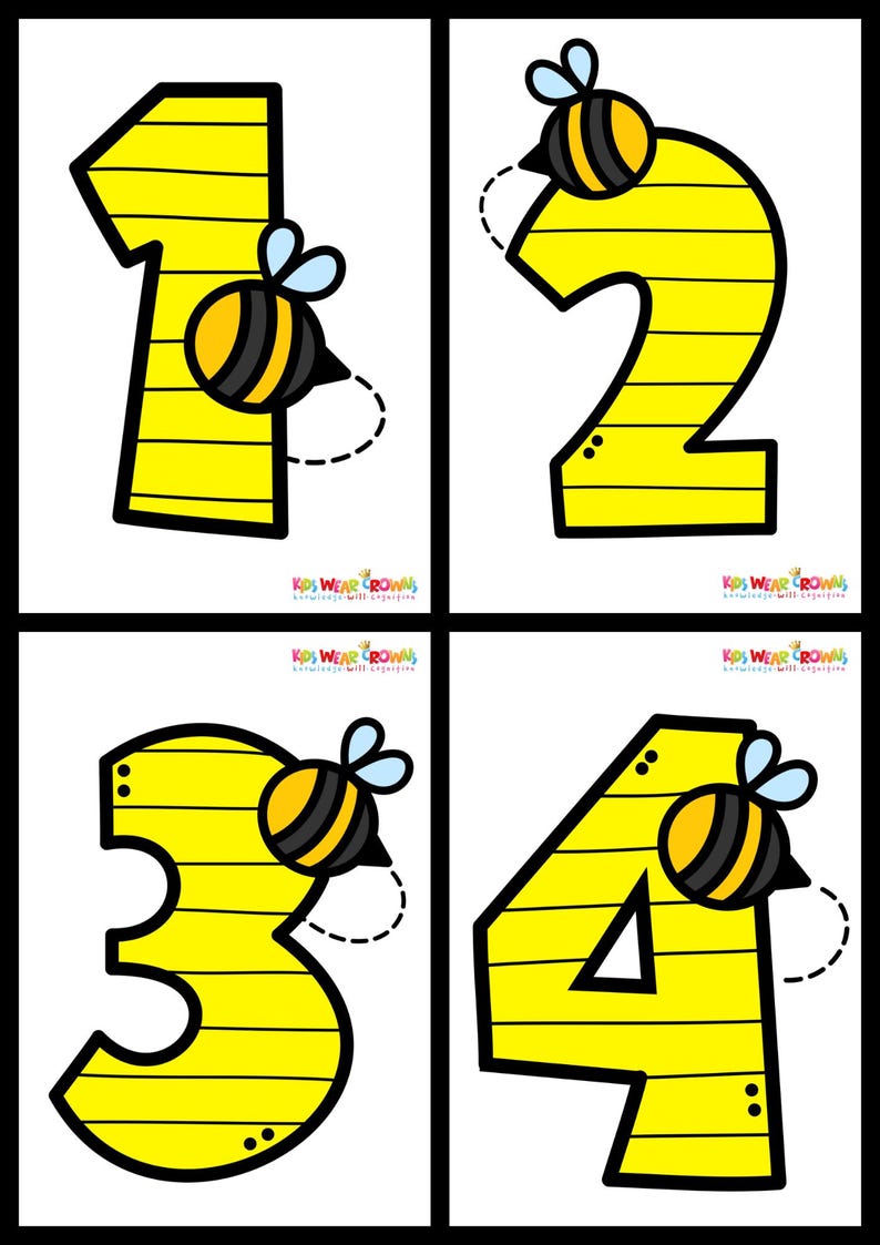 Bee Number Flash Cards - Etsy