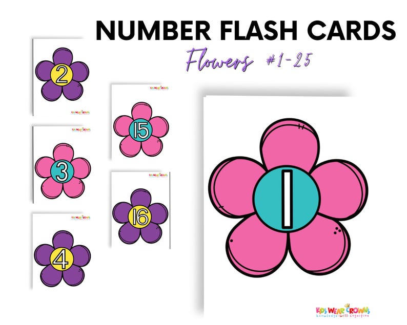 Flower Number Printable Toddler Flash Cards - Etsy