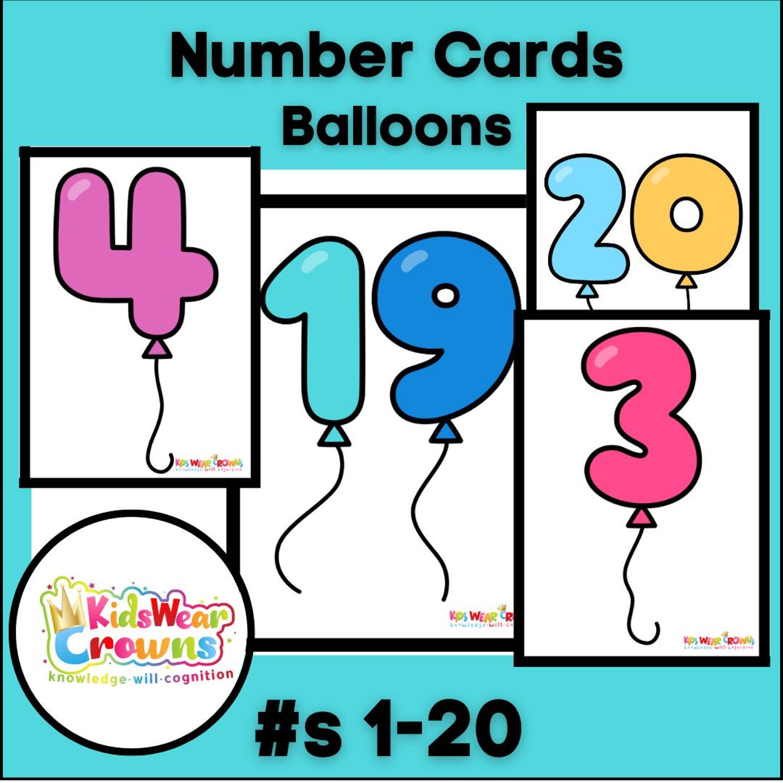 Balloon Number Flashcards, Learn Numbers Preschool and Kindergarten - Etsy