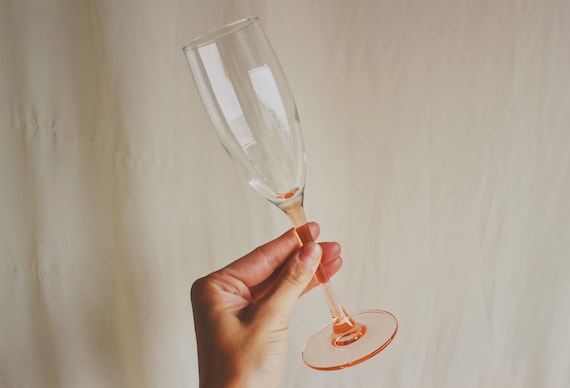 Pink Stemware French Wine Glasses Pink Wine Goblets Art Loves | Etsy