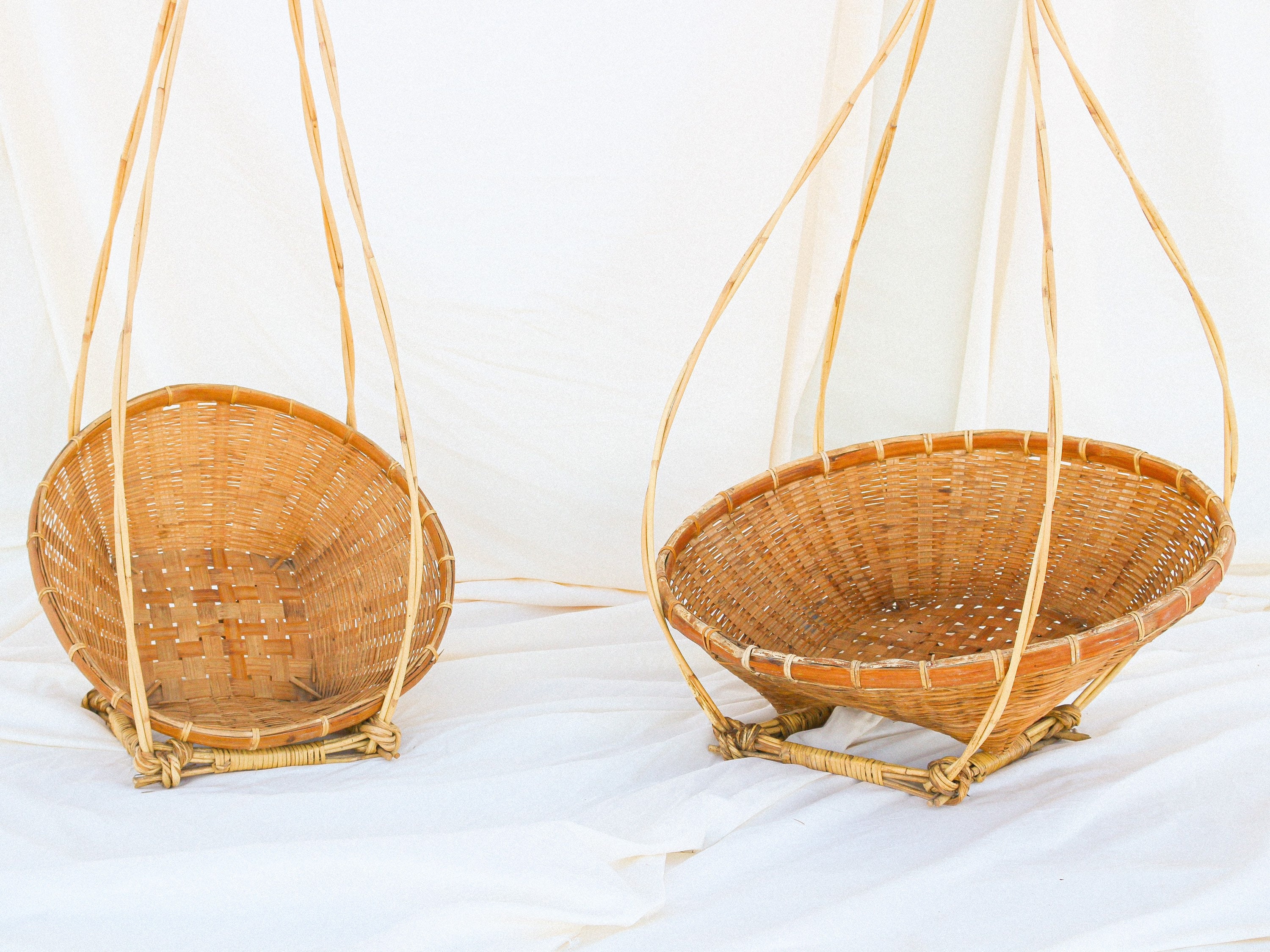 Indonesian Carrying Pole With Baskets Extra Large Handwoven Rattan ...