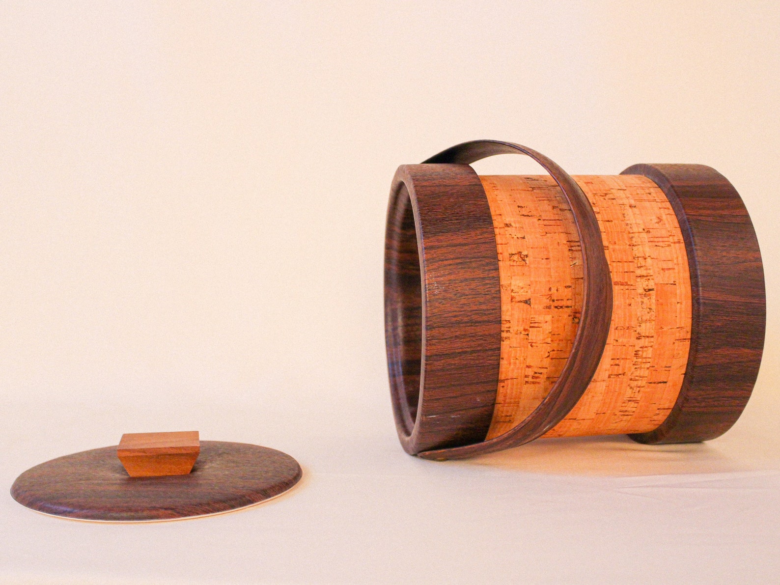 Mid Century Cork and Leather Ice Bucket Danish Modern Bar Cart Decor ...