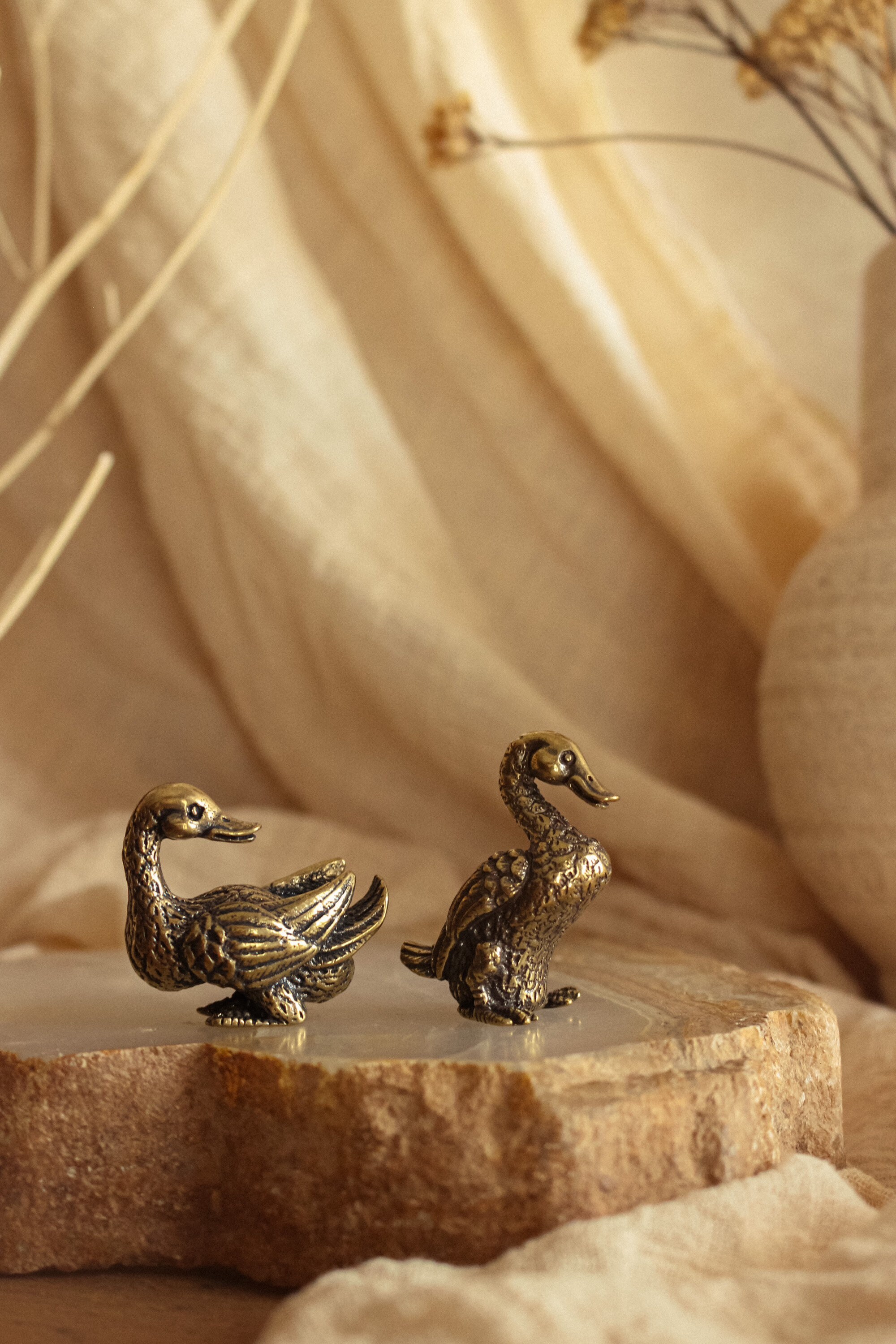 TWO Brass Duck Statue Duck Pair Figurine Farmhouse Decor - Etsy