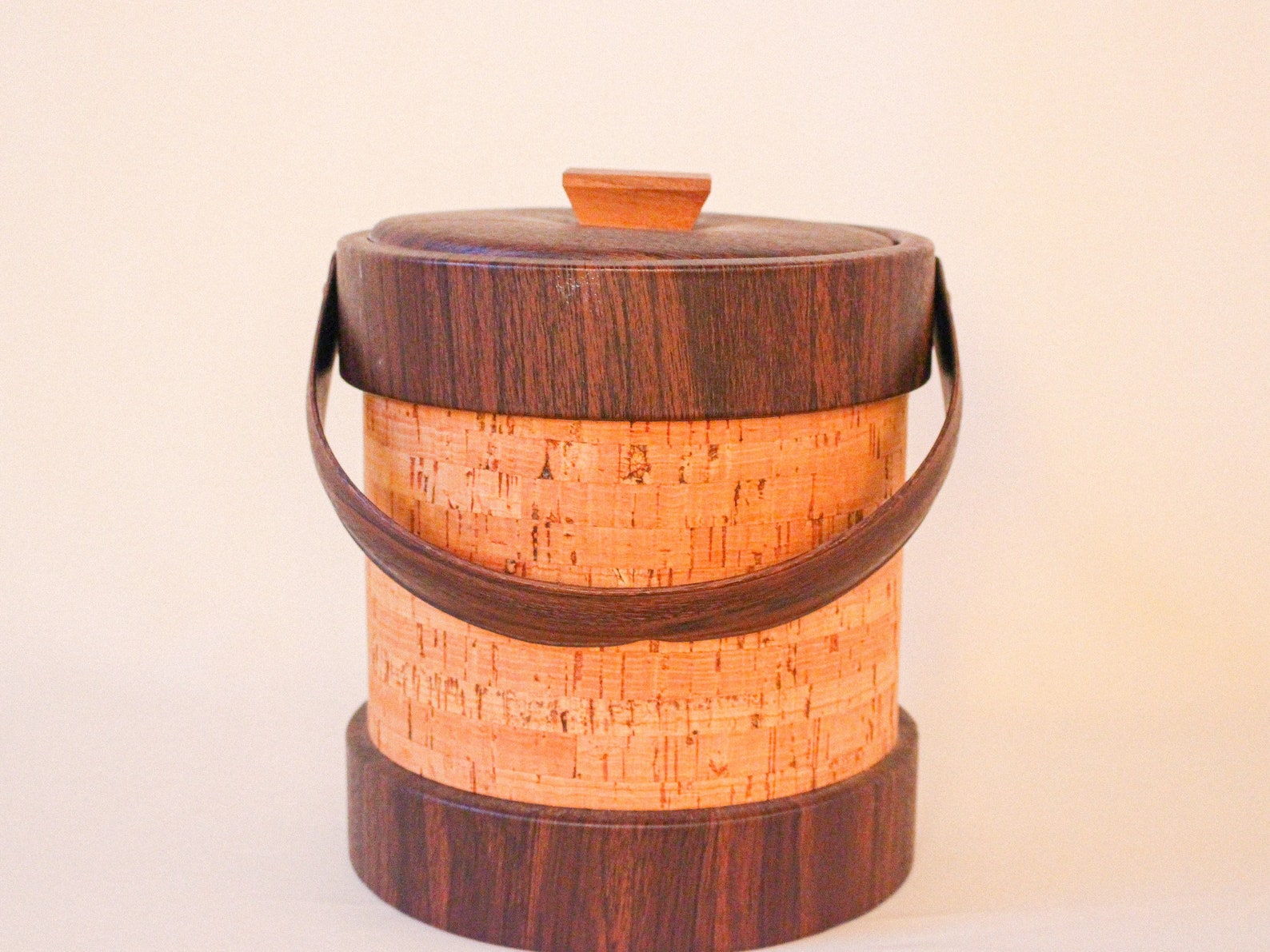 Mid Century Cork and Leather Ice Bucket Danish Modern Bar Cart - Etsy