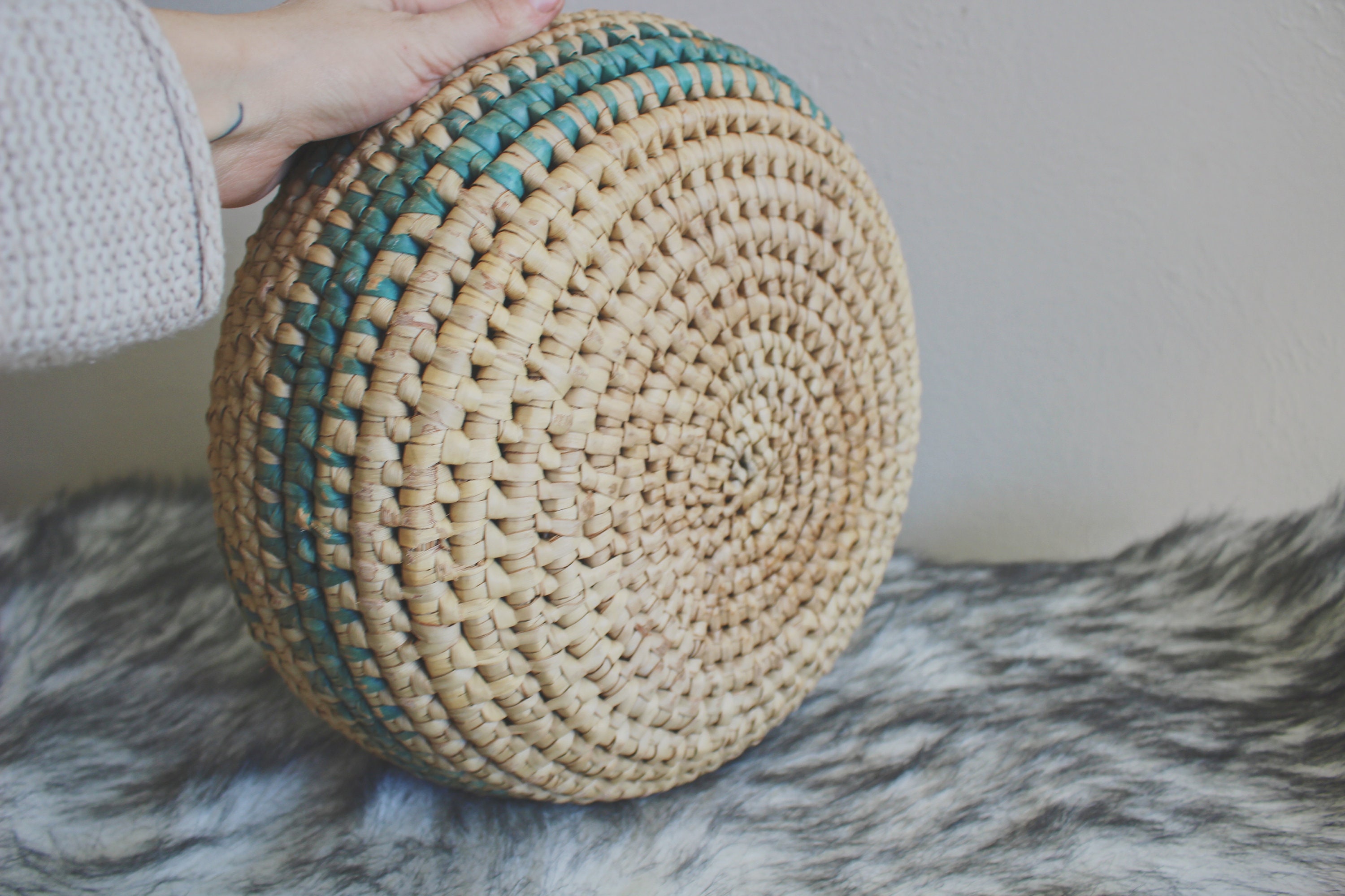 Vintage coil basket and lid large basket with lid basket with | Etsy