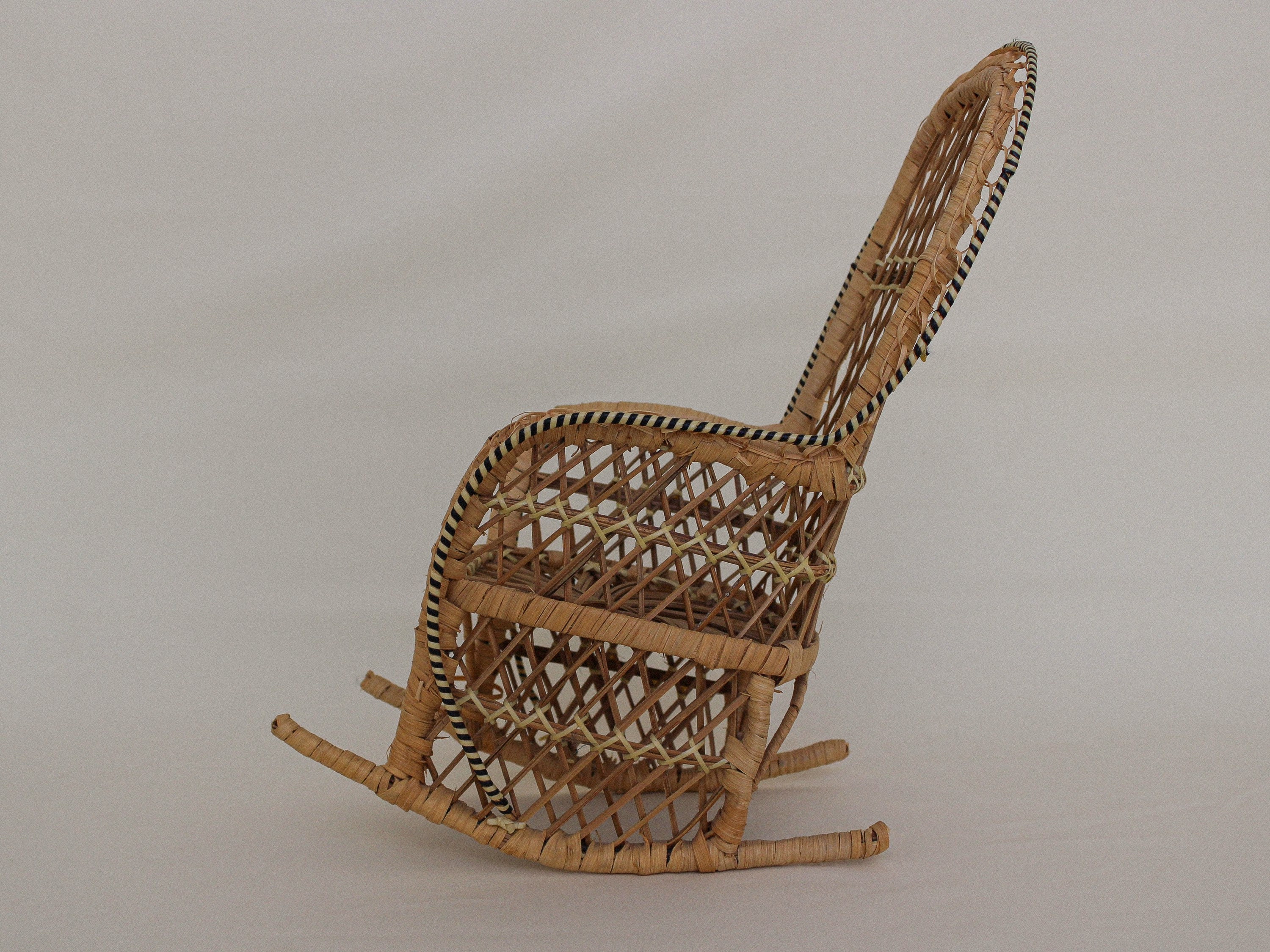 Large Boho Wicker Doll Chair Modern Bohemian Decor Wicker Plant Stand ...