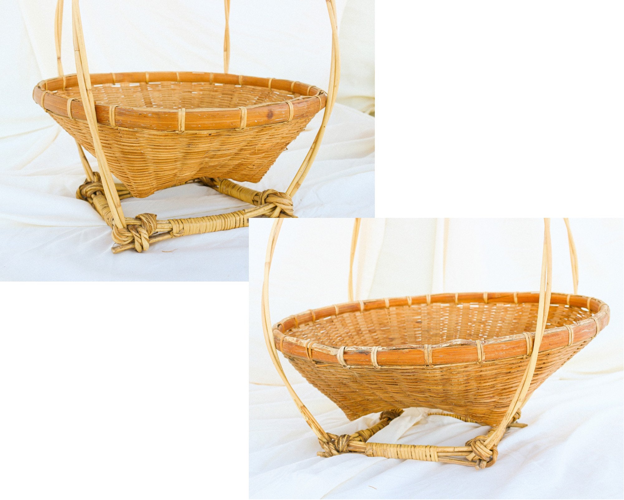 Indonesian Carrying Pole With Baskets Extra Large Handwoven Rattan ...