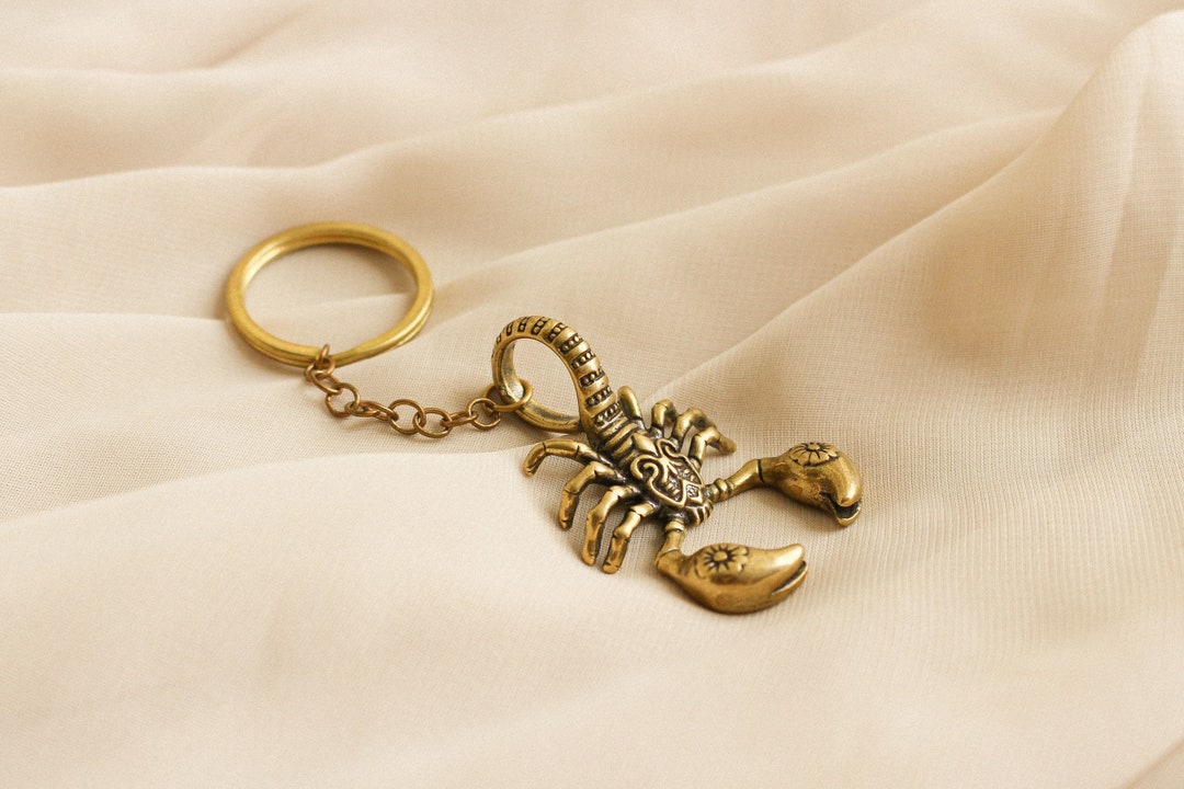 Antique Brass Scorpion Keychain Charm Scorpio Astrology Handcrafted ...