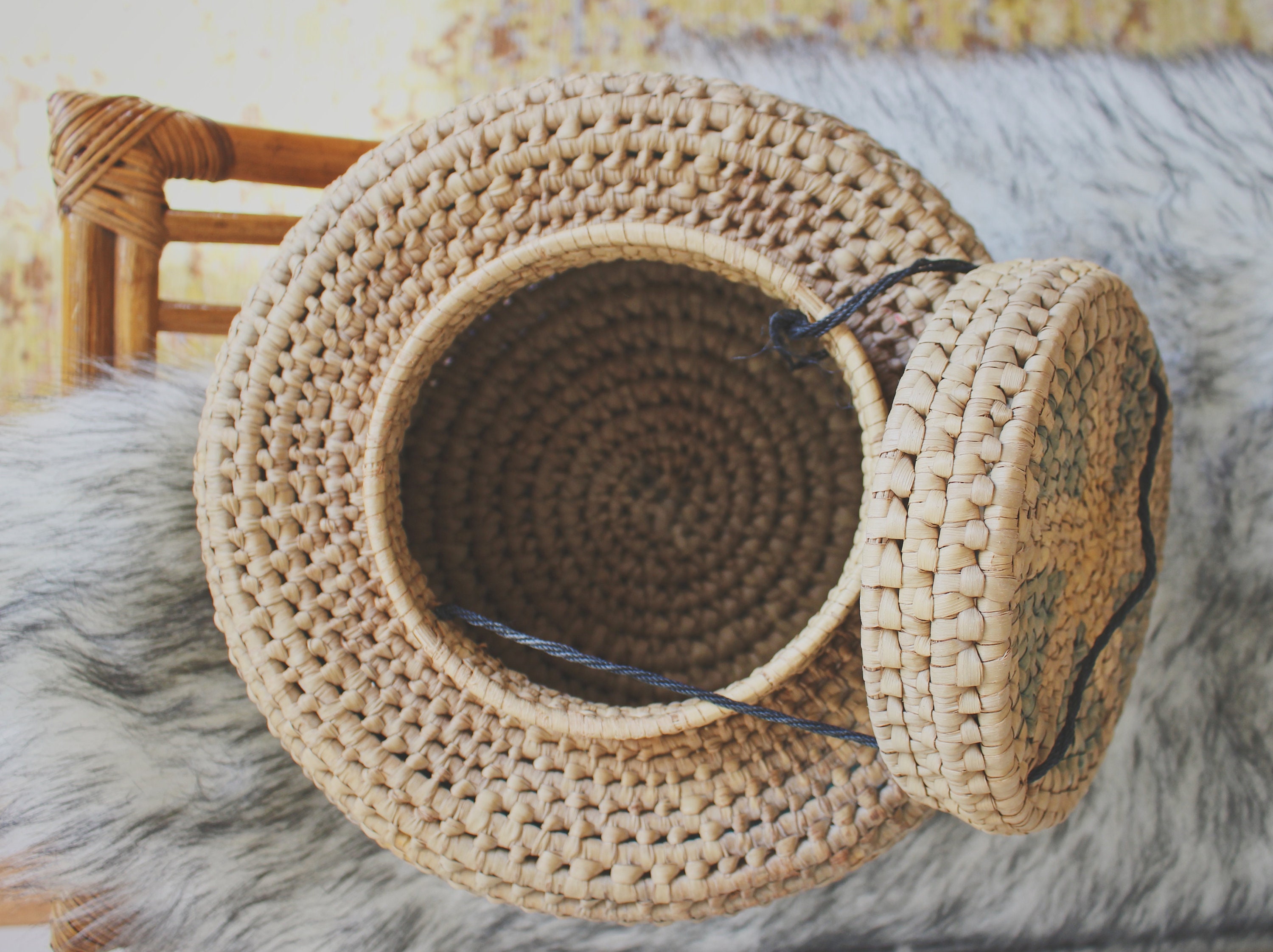 Vintage coil basket and lid large basket with lid basket with | Etsy