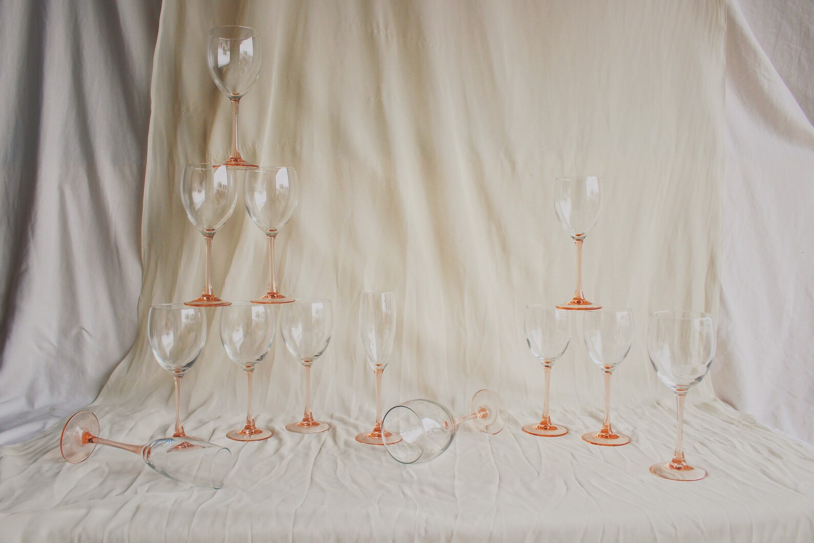 Pink Stemware French Wine Glasses Pink Wine Goblets Art Loves | Etsy