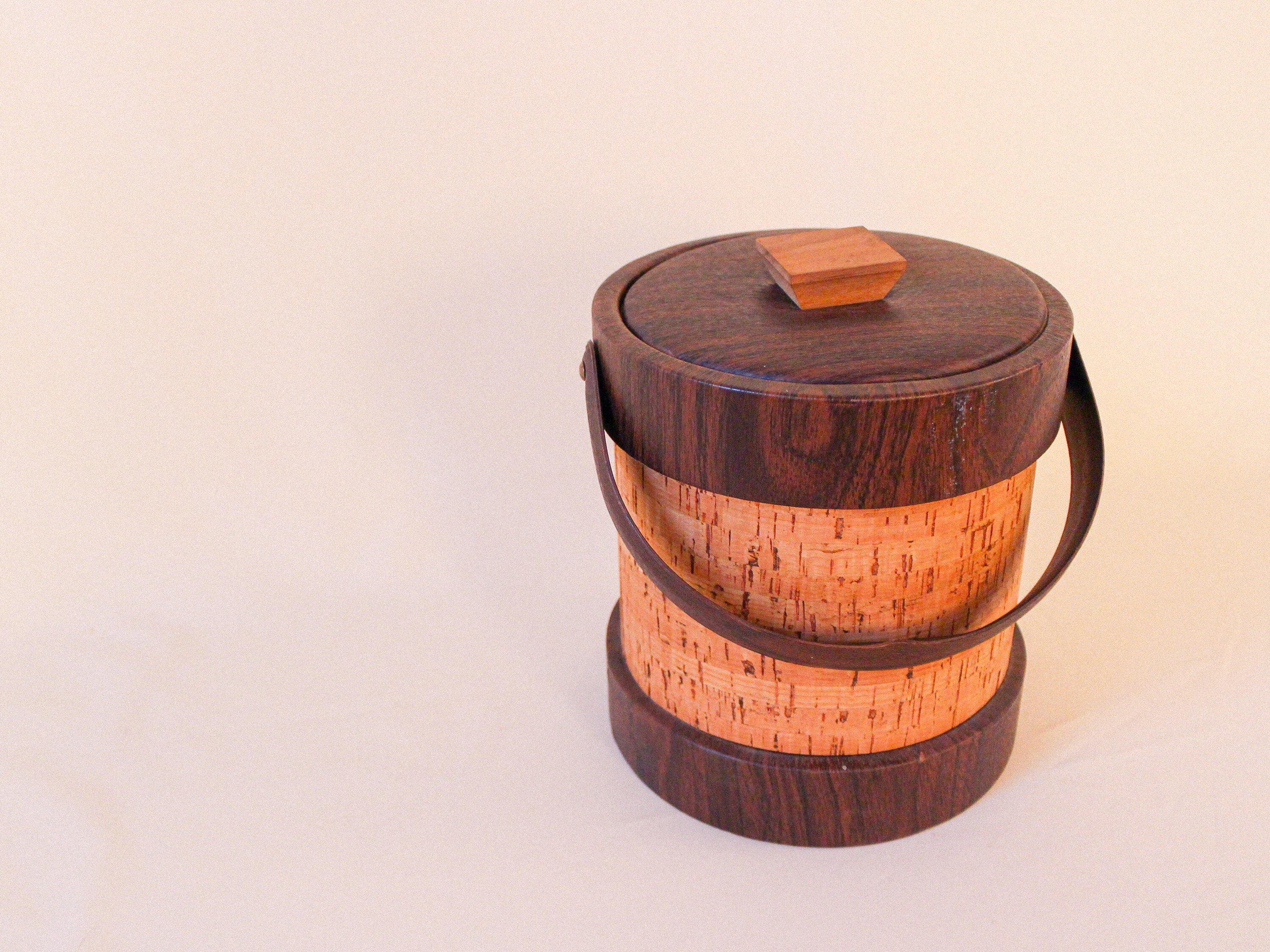 Mid Century Cork and Leather Ice Bucket Danish Modern Bar Cart | Etsy