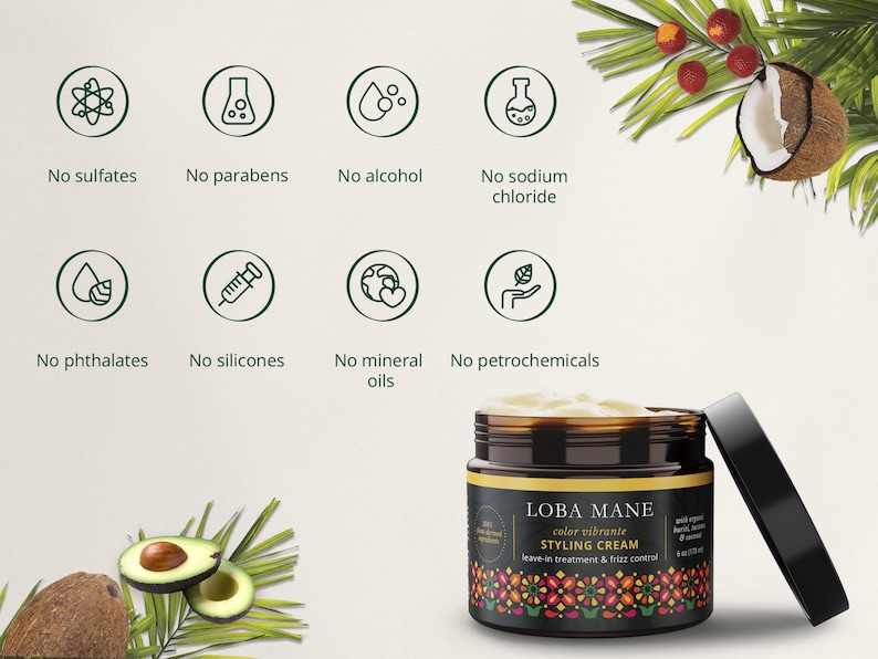 Loba Mane Curl Styling Cream: Anti-frizz Heat Protection, Vegan Organic ...