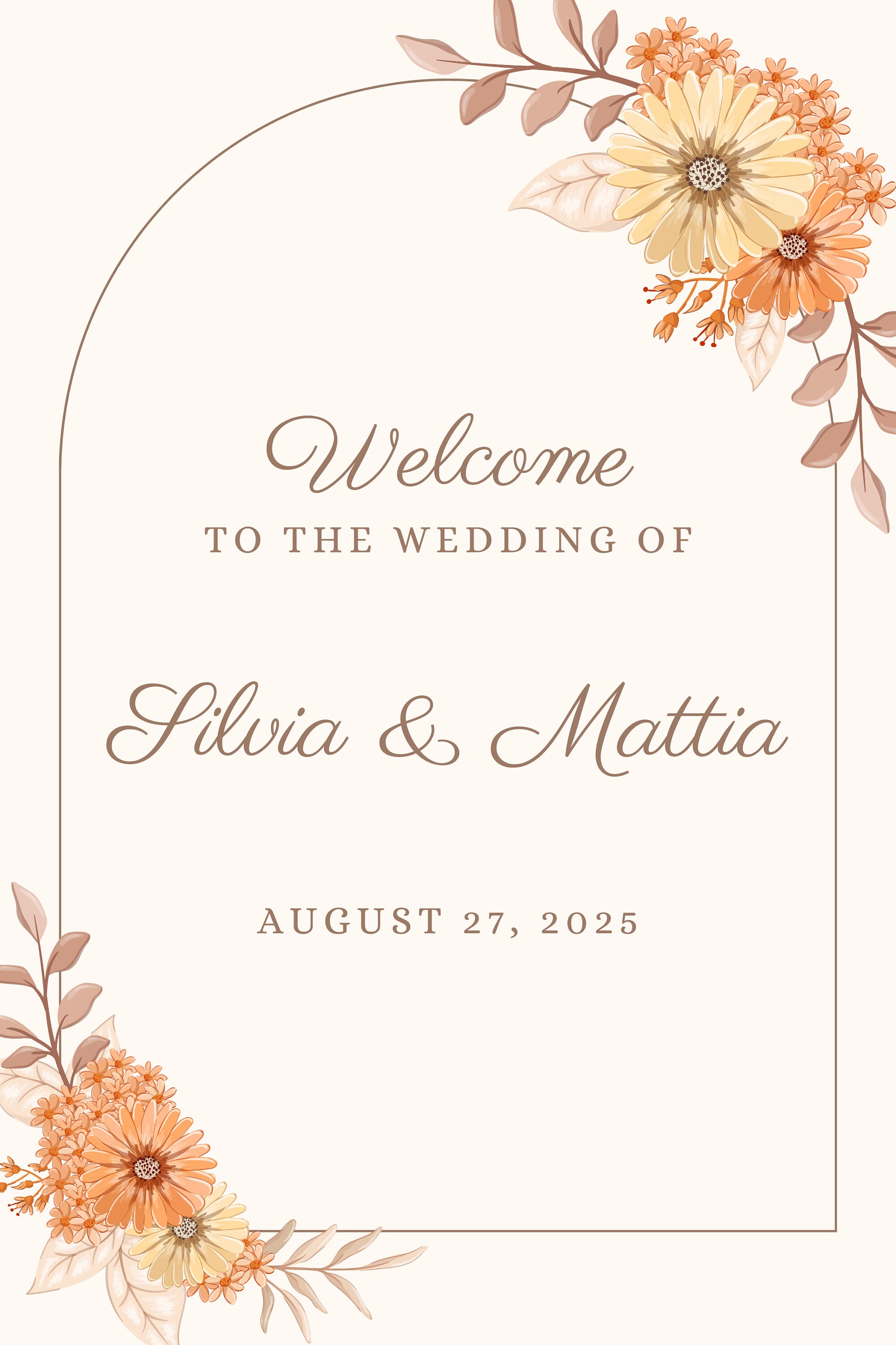 Arch Wedding Welcome Banner. Welcome Chrysanthemum, Daisy Wedding Sign ...