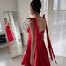 Red Tea Length Dress. Midi Cocktail Gown. Red Wedding Dress. Bridesmaid ...