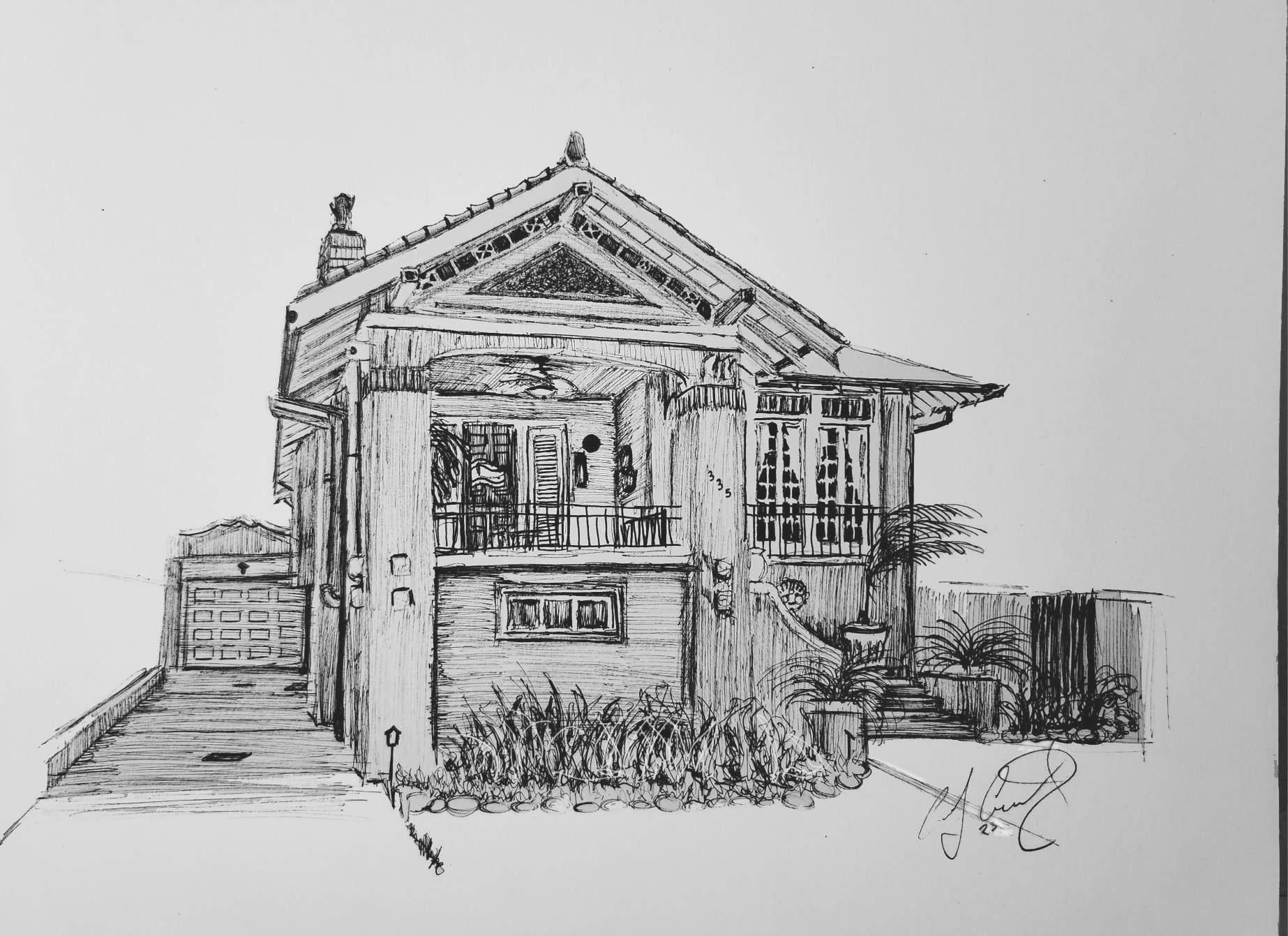 Handmade House Drawing - Etsy