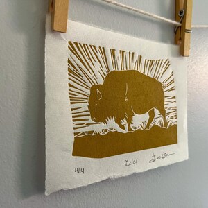 Original Hand-pressed Limited Edition Bison Linocut Print - Buffalo Art ...