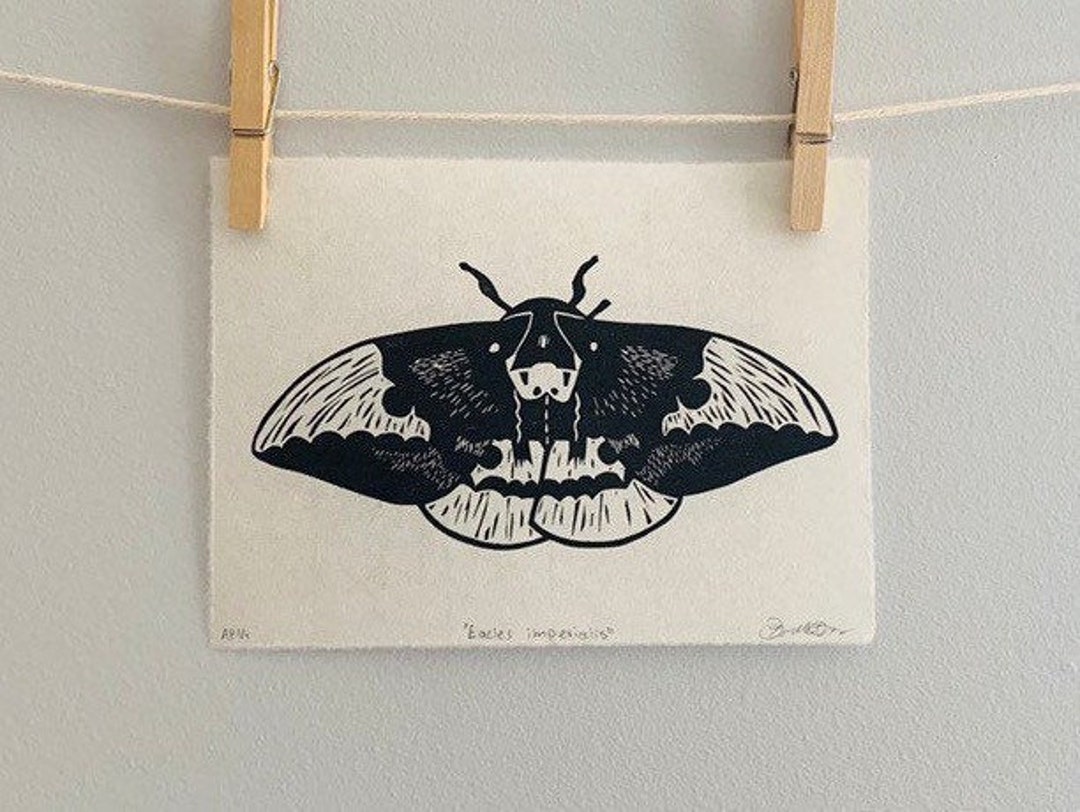 Original Hand-pressed Limited Edition Imperial Moth Linocut - Etsy