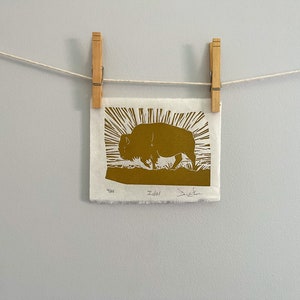 Original Hand-pressed Limited Edition Bison Linocut Print - Buffalo Art ...