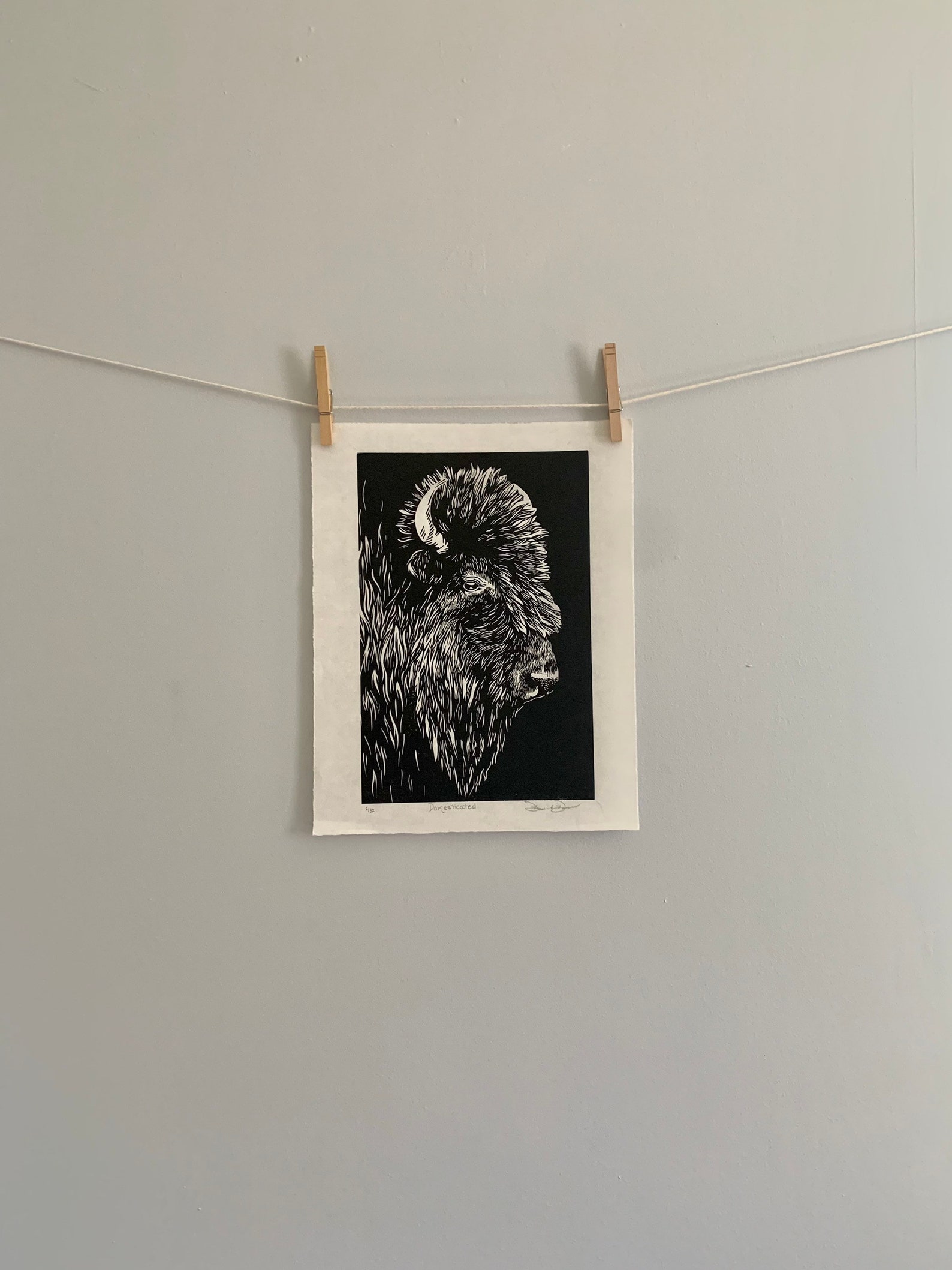 Original Hand-pressed Limited Edition Bison Linocut Print - Buffalo Art ...