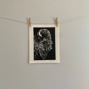 Original Hand-pressed Limited Edition Bison Linocut Print Buffalo Art ...