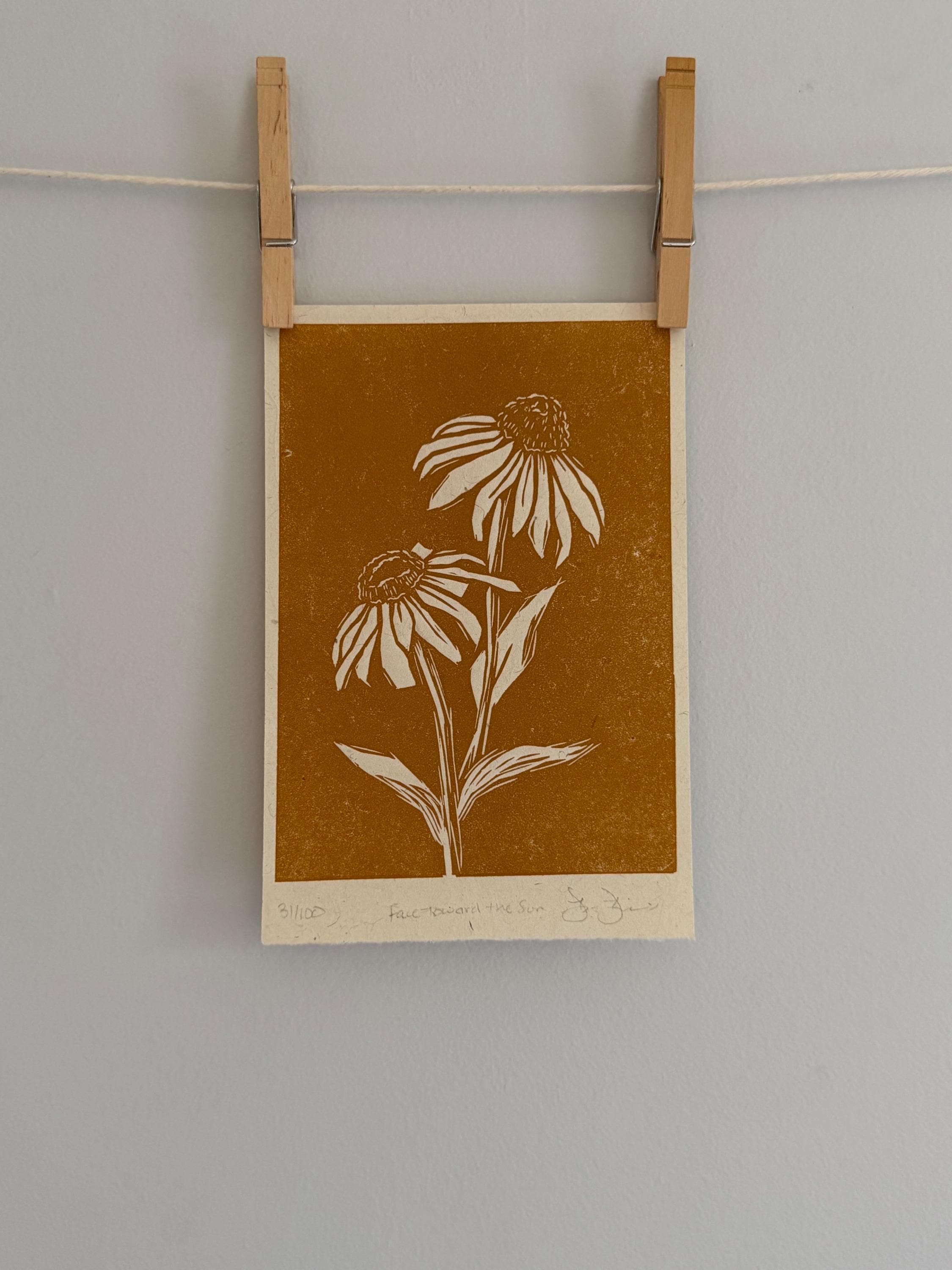 Original Limited Edition Black-eyed Susan Inspired Linocut Block Print ...