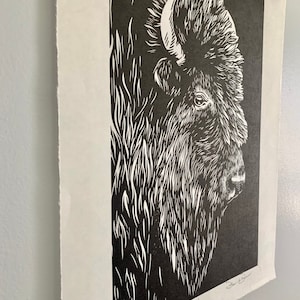 Original Hand-pressed Limited Edition Bison Linocut Print Buffalo Art ...