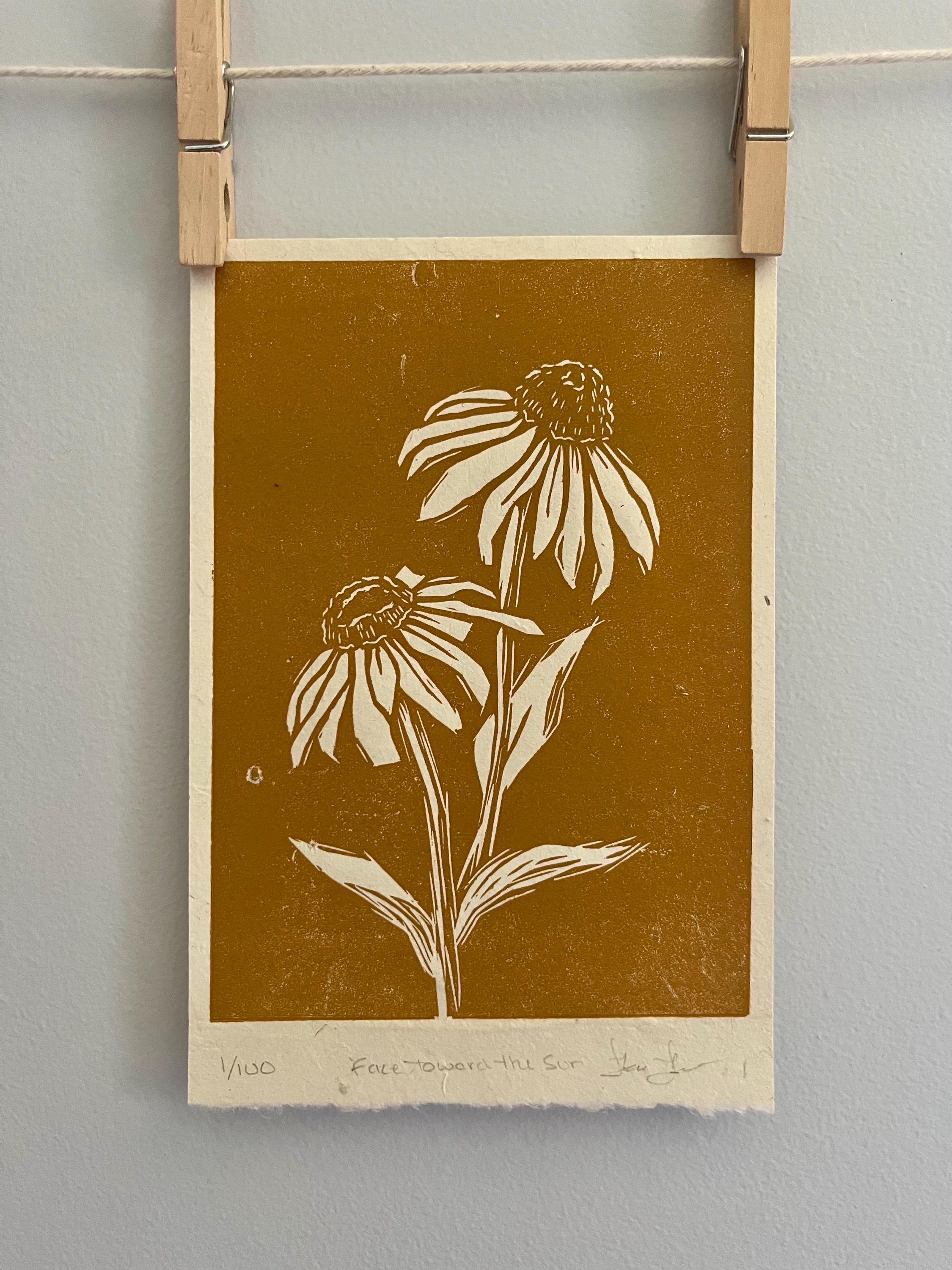 Original Limited Edition Black-eyed Susan Inspired Linocut Block Print ...