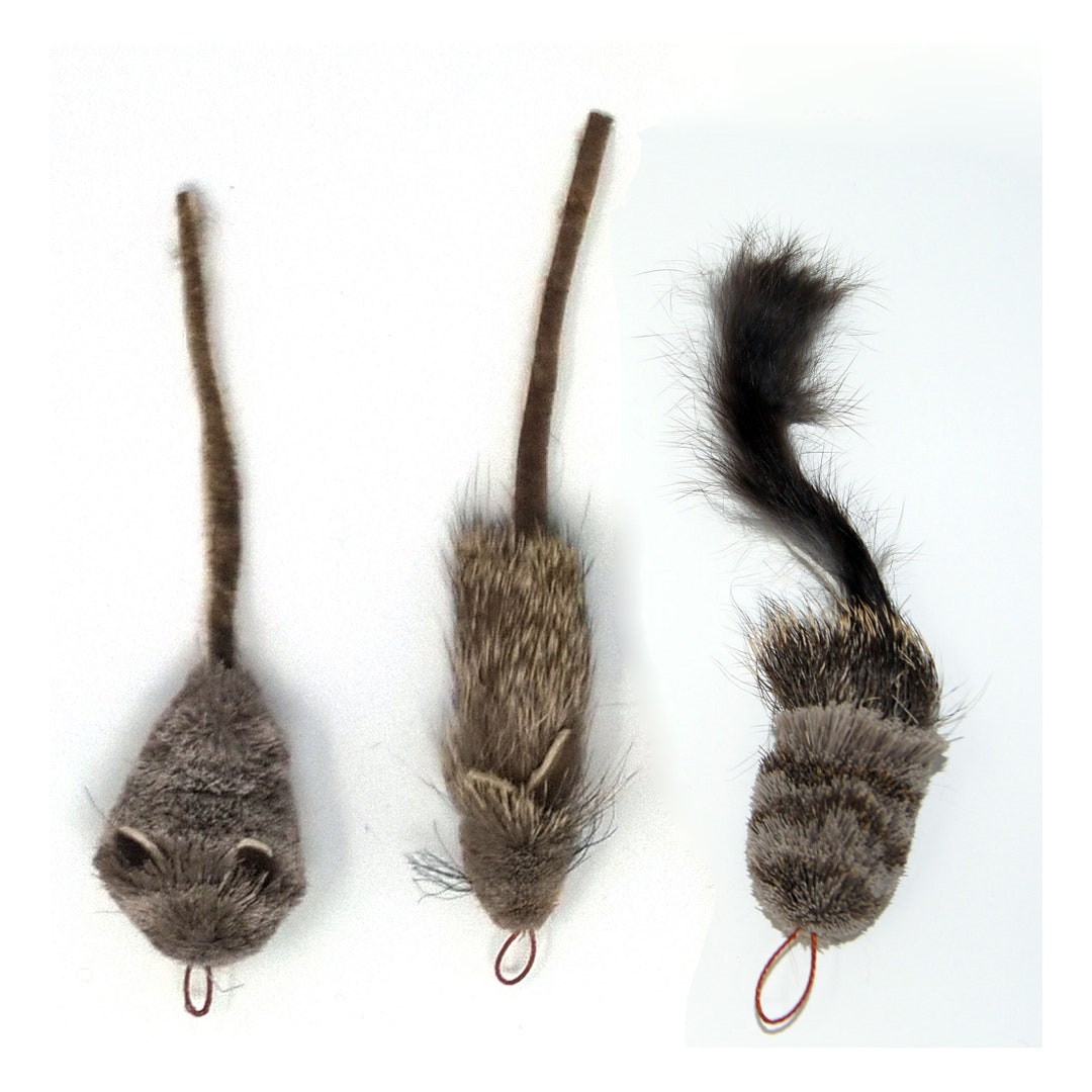 Cat Toy DEER Hair Rat Pack - 3 Different Fun Mouse Like Teaser Wand ...