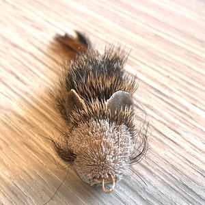 Cat Toy Natural Deer Hair Rat / Rattie Leather/hide Ears and FEATHER ...