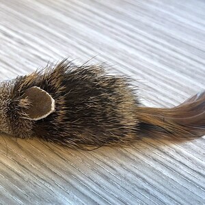 Cat Toy Natural Deer Hair Rat / Rattie Leather/hide Ears and FEATHER ...