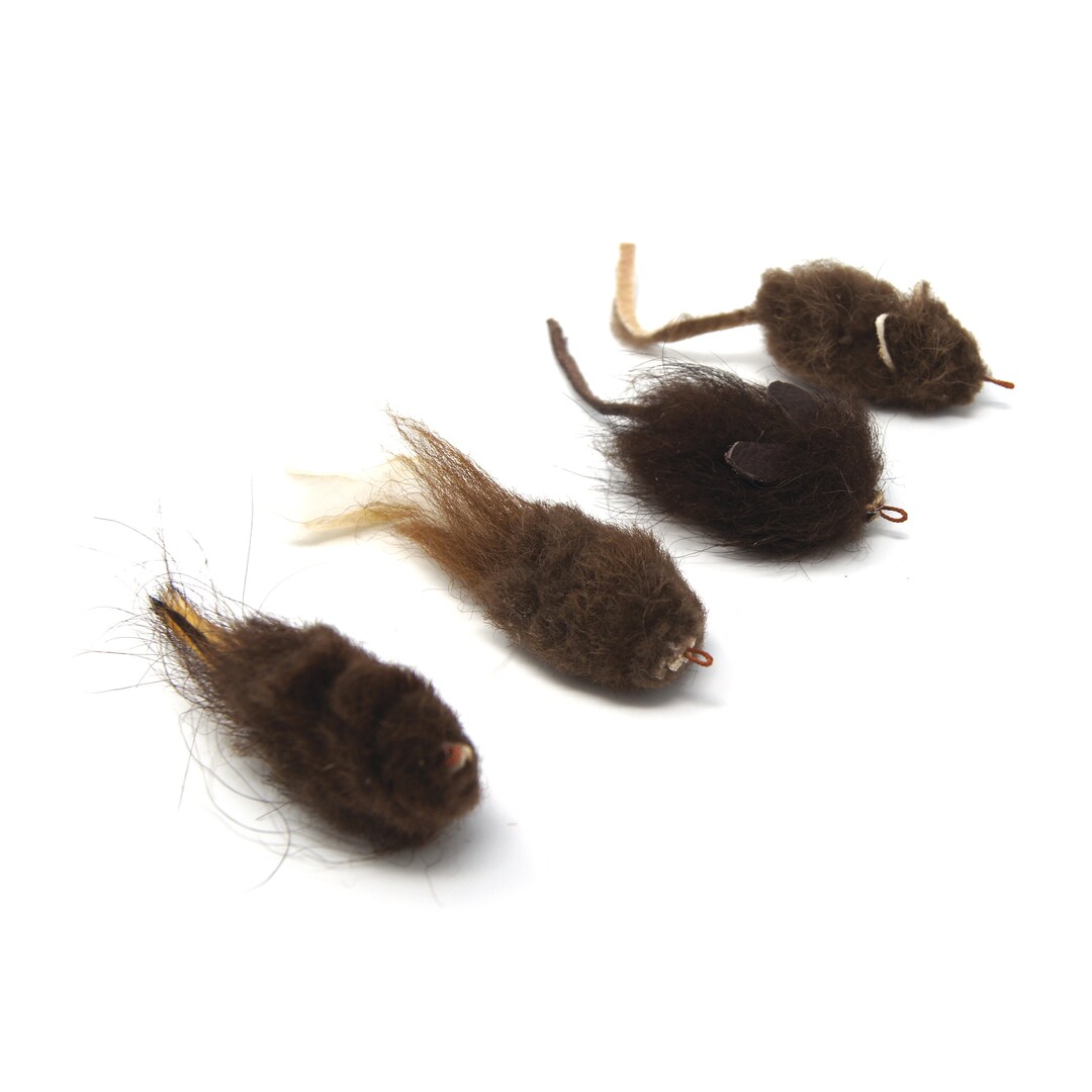 Cat Toy BUFFALO Hair Rat Pack + Fish - 4 (FOUR) Different Fun Mouse ...