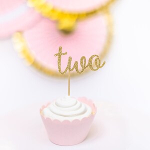 TWO Cupcake Toppers - Two Sweet - Number Cupcake Topper - Second ...