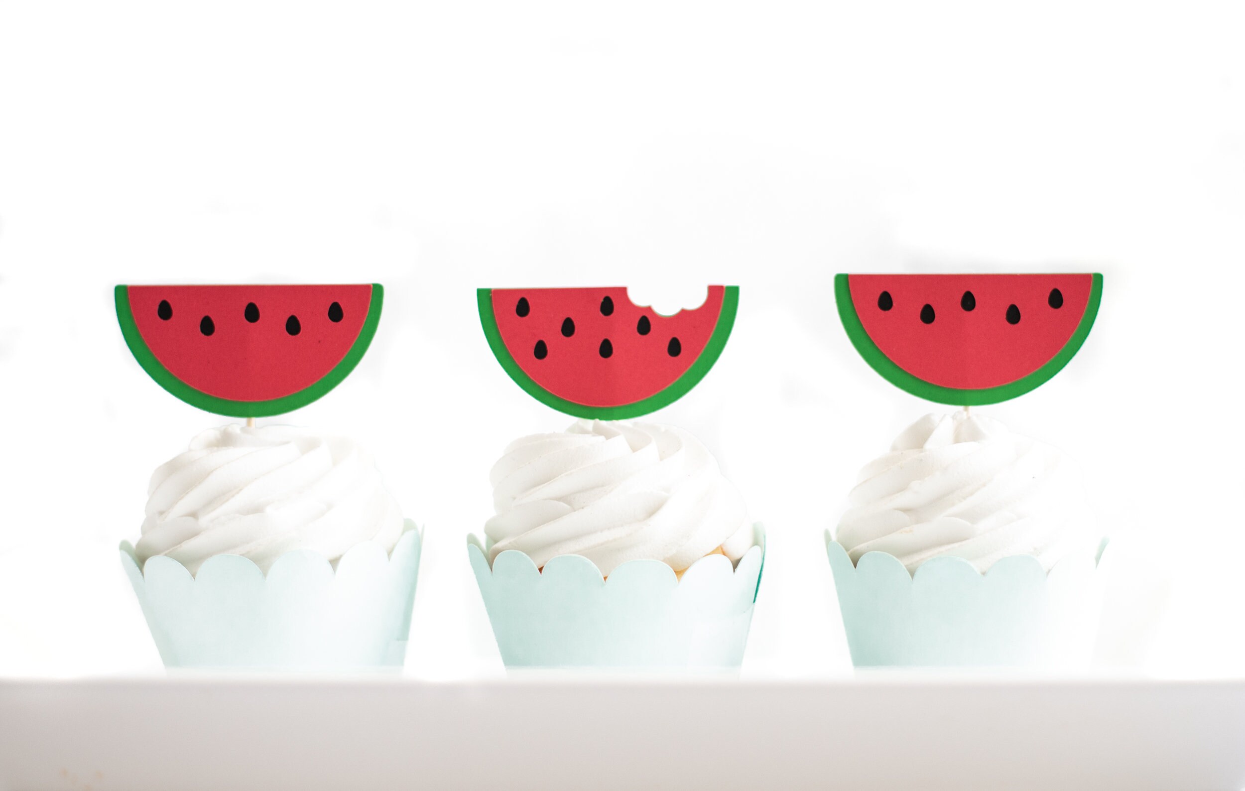 Watermelon Cupcake Toppers One in a Melon Birthday Twotii - Etsy