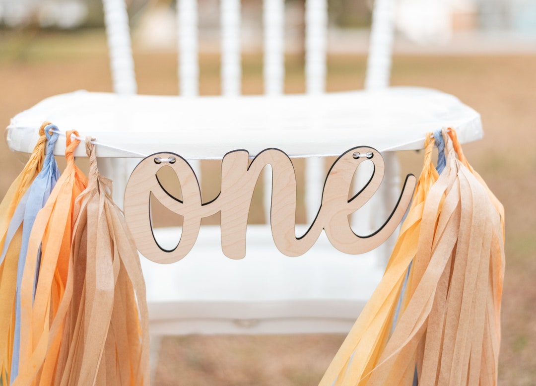 One High Chair Banner, Wood High Chair Banner, High Chair Banner, First ...
