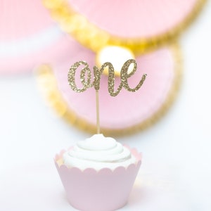 ONE Cupcake Topper - Number Cupcake Topper - First Birthday Cupcake ...