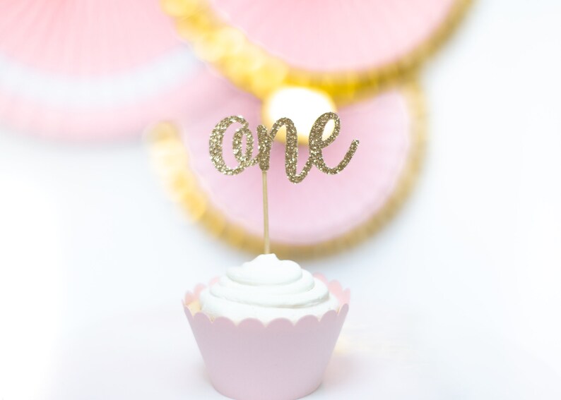 ONE Cupcake Topper - Number Cupcake Topper - First Birthday Cupcake ...