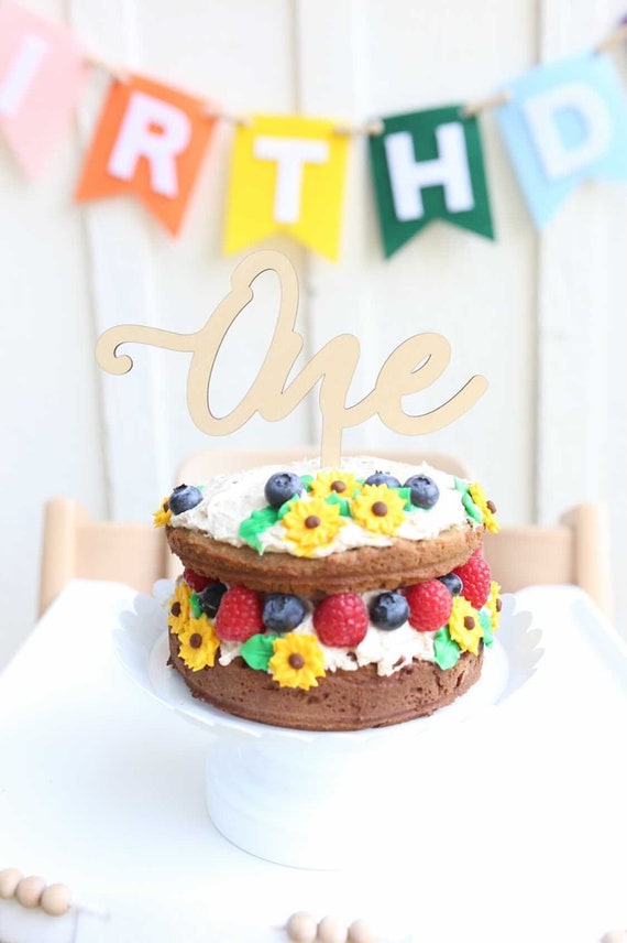 Wood One Cake Topper One Smash Cake Topper First Birthday - Etsy