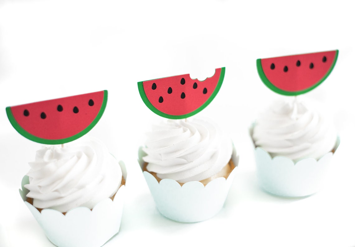 Watermelon Cupcake Toppers One in a Melon Birthday Twotii - Etsy
