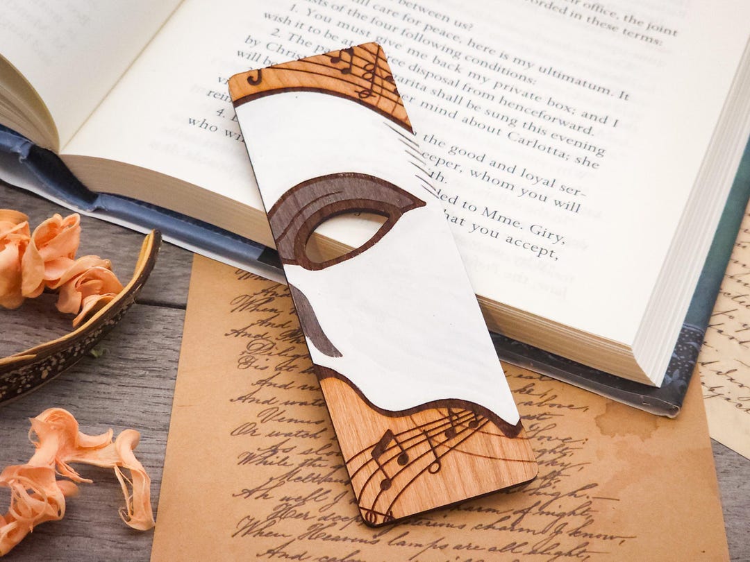 Hand Painted Phantom of the Opera Bookmark. Small Mask & Musical Notes ...