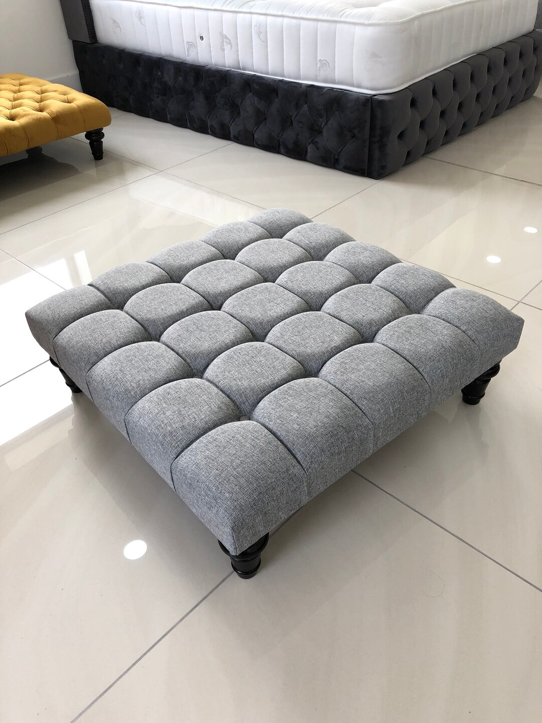 NEW 77 Cm X 77 Cm Upholstered Footstool Coffee Table Available in ...