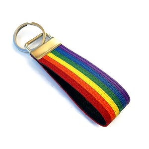 Gay Pride Leather Keychain Rainbow Lgbt Lgbtq Key Chain Fob Flag ...