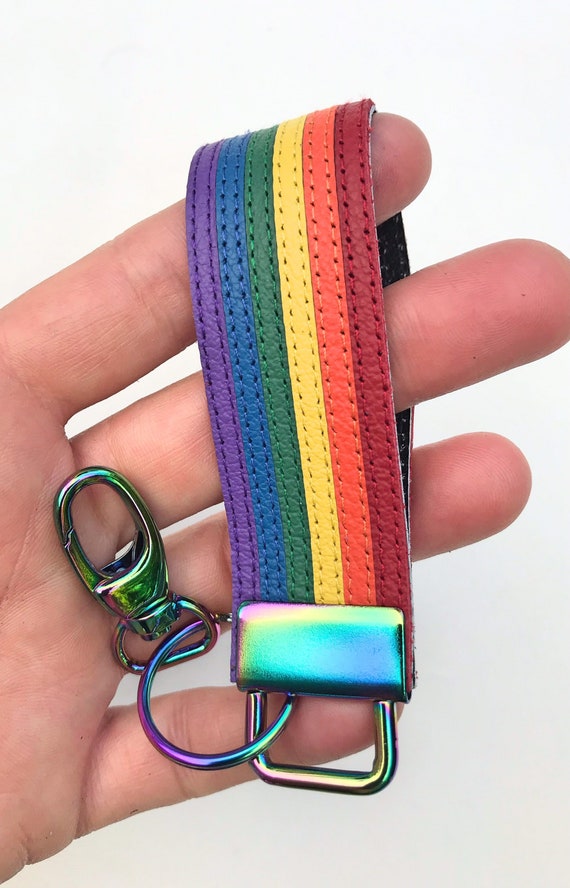 Gay Pride Leather Keychain Rainbow Lgbt Lgbtq Key Chain Flag Etsy