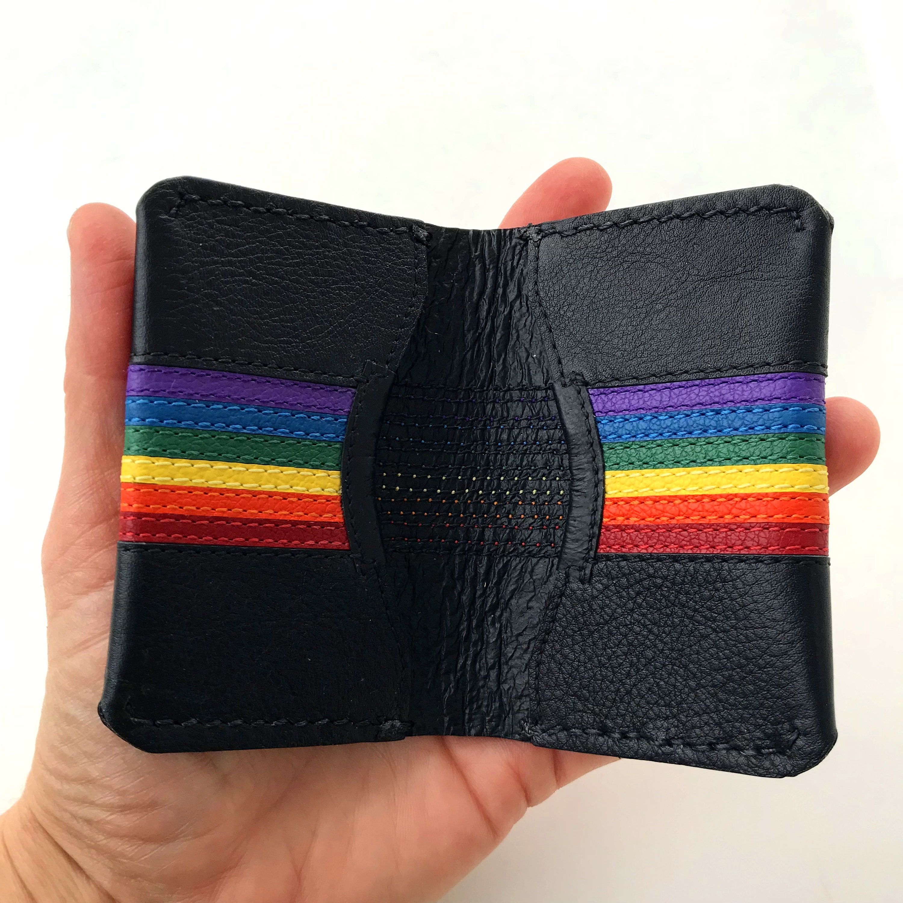 Gay Pride Leather Card Wallet Bifold Bi-fold LGBTQ Lesbian - Etsy