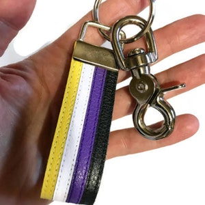 Nonbinary Pride Leather Keychain Non Binary NB Key Chain Enbie Enby Key ...