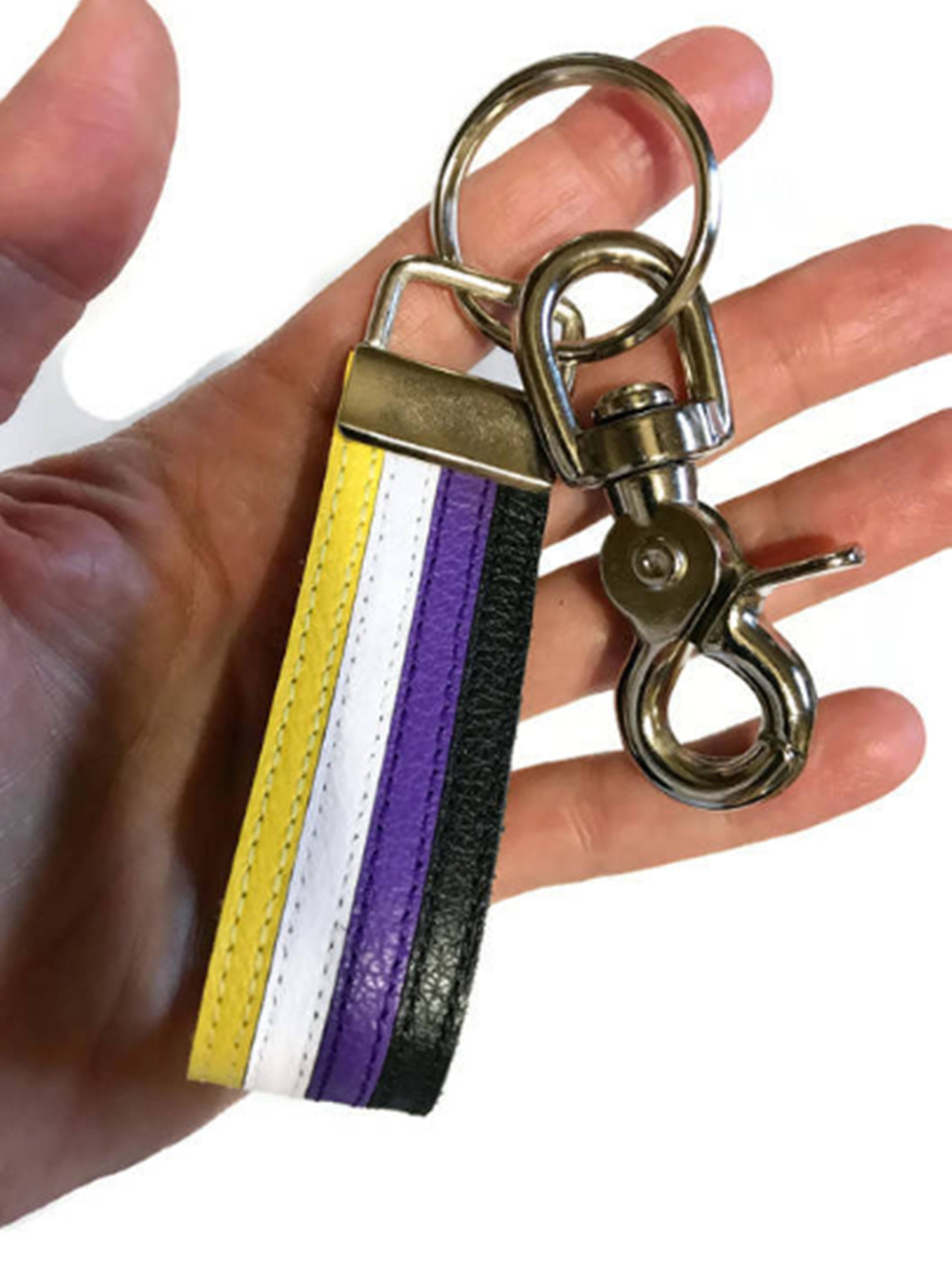 Nonbinary Pride Leather Keychain Non Binary Nb Enbie Enby Etsy