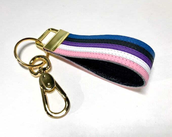Genderfluid Pride Leather Keychain Gender Fluid Key Chain Lgbtq Non ...