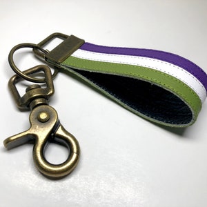 Genderqueer Pride Leather Keychain Gender Queer Nonbinary Lgbtq Non ...
