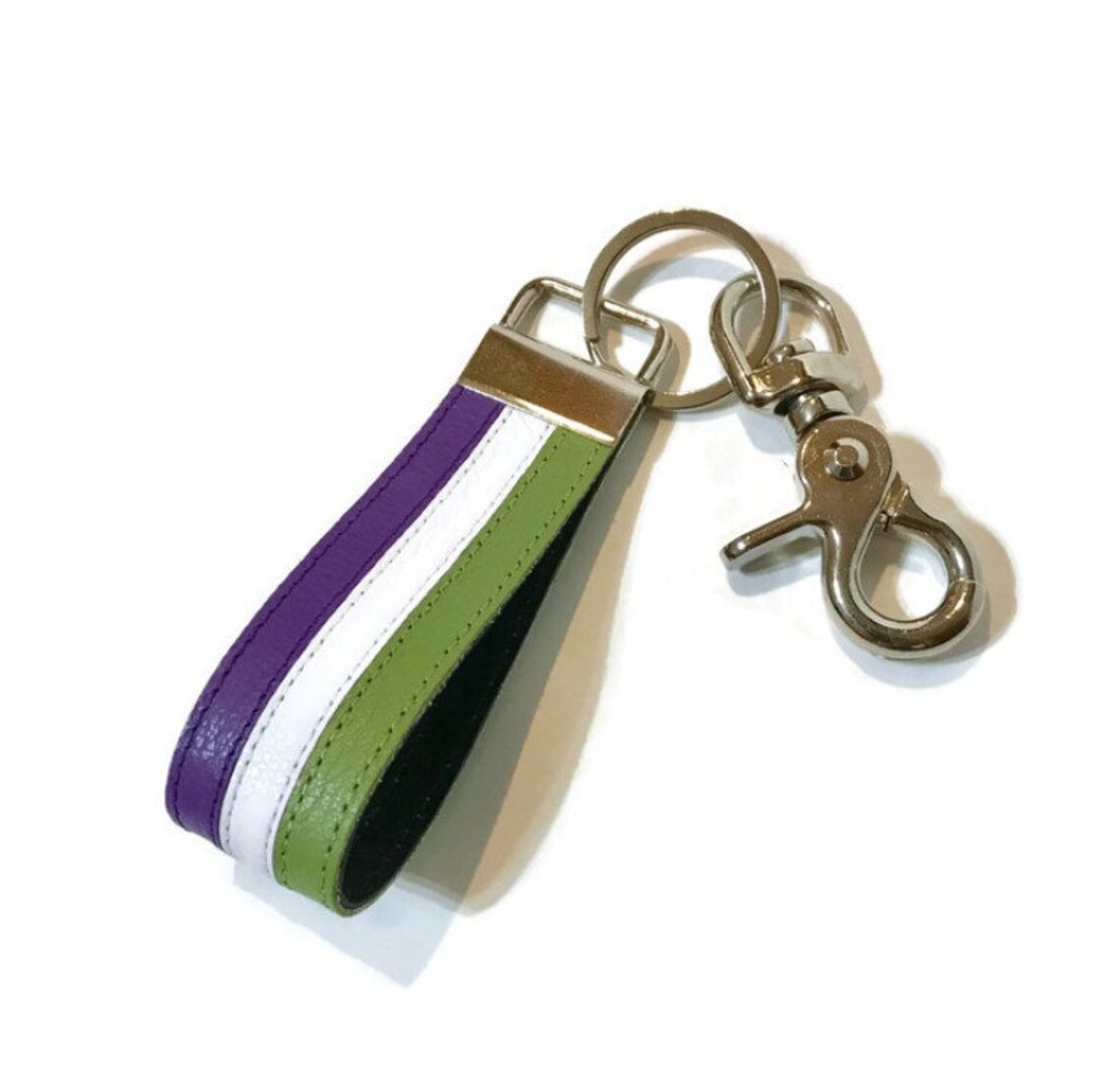 Genderqueer Pride Leather Keychain Gender Queer Nonbinary - Etsy