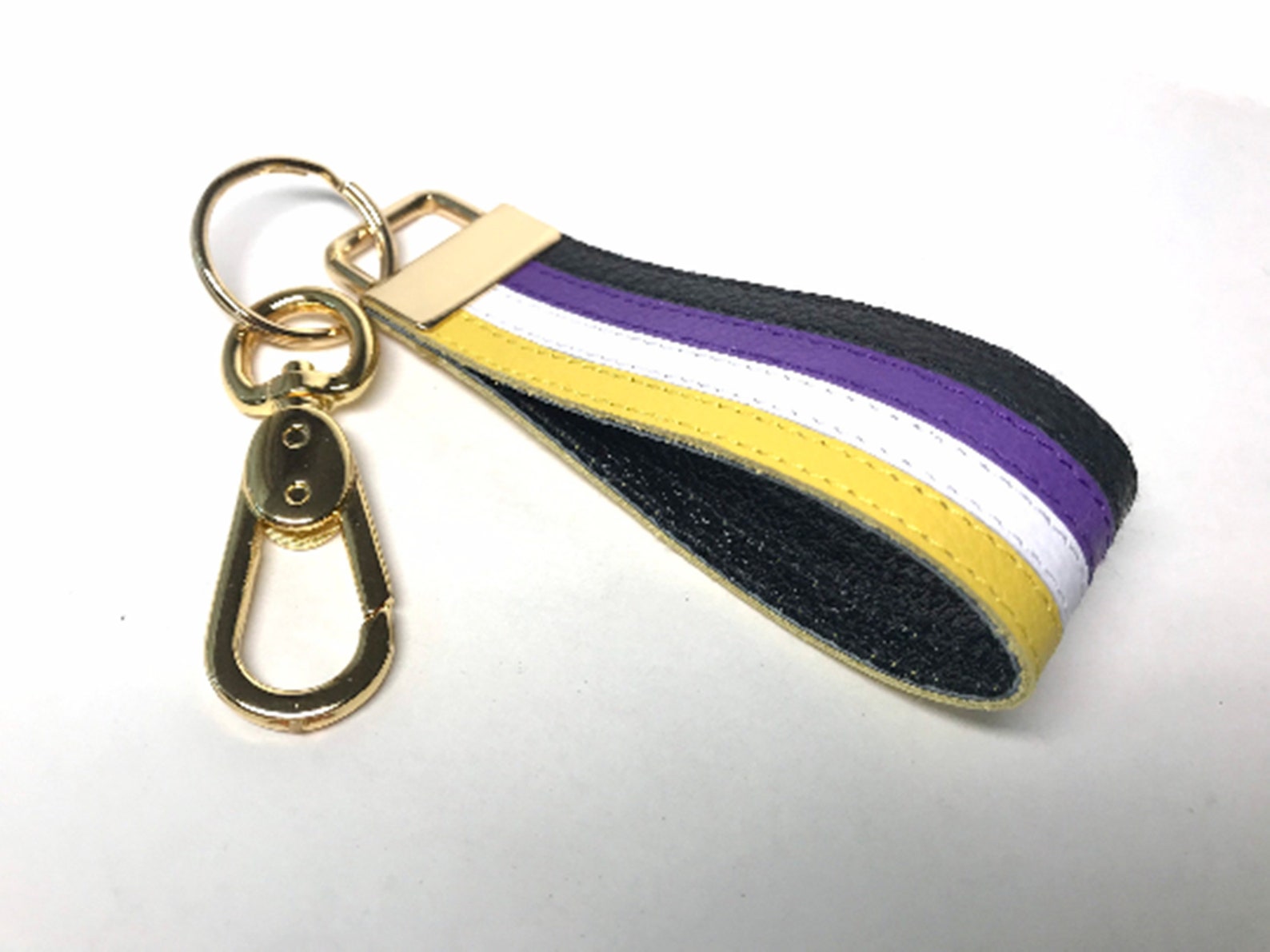 Nonbinary Pride Leather Keychain Non Binary NB Key Chain Enbie Enby Key ...