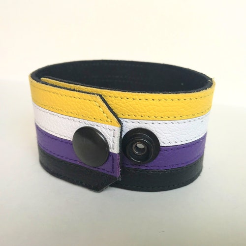 Nonbinary Pride Leather Keychain Non Binary NB Enbie Enby | Etsy